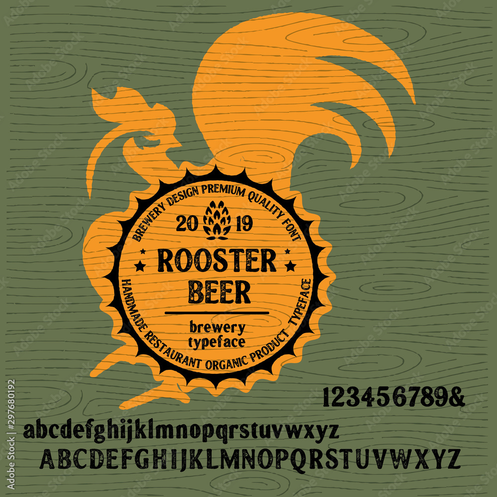 " beer " typeface. Vector hand crafted font in medieval style with logo ...