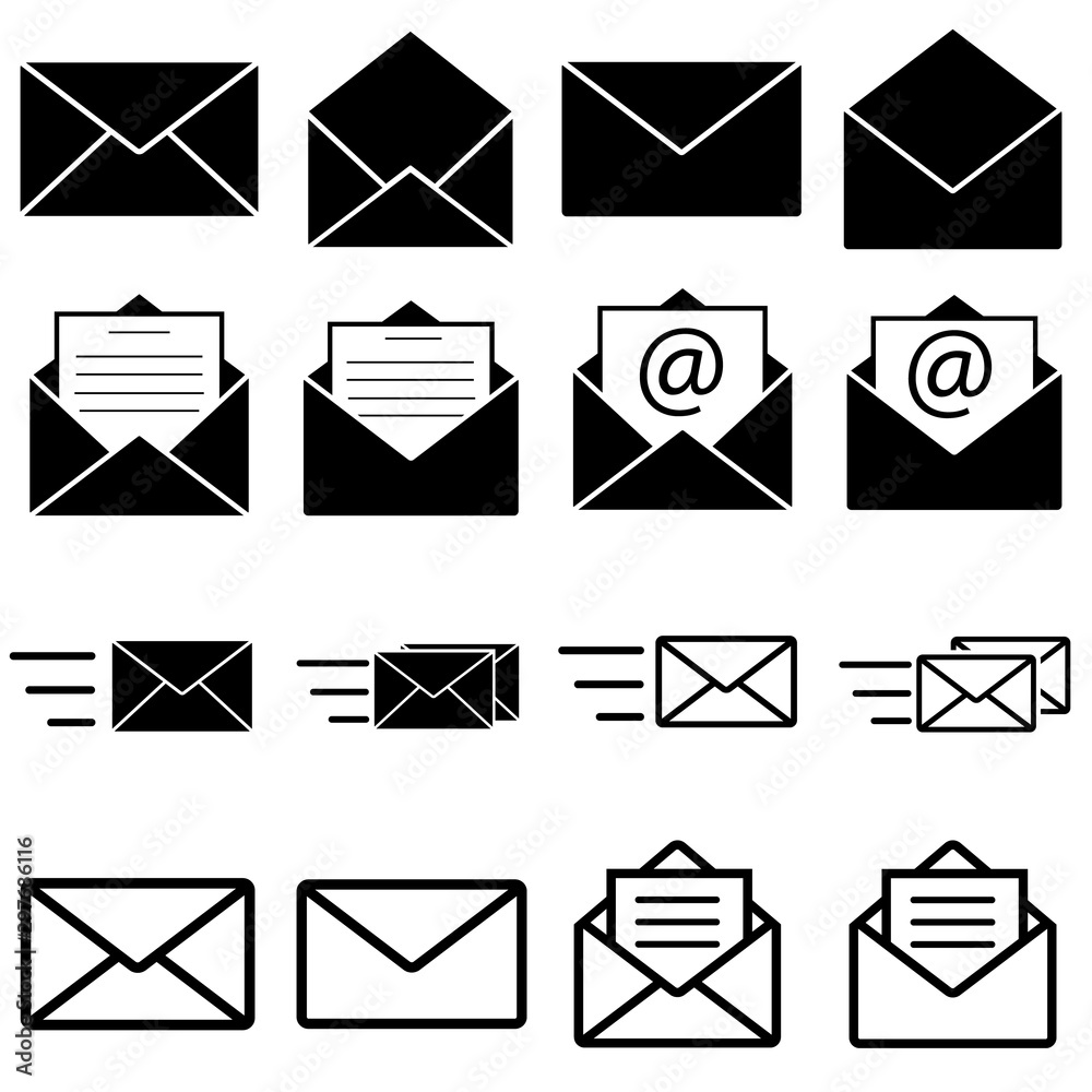 Envelope Mail Icon set , logo isolated on white background Stock Vector ...