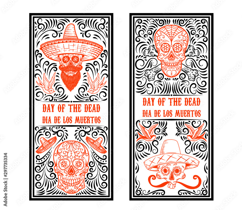 Set of Day of the dead (Dia de los muertos) flyer templates. Design ...