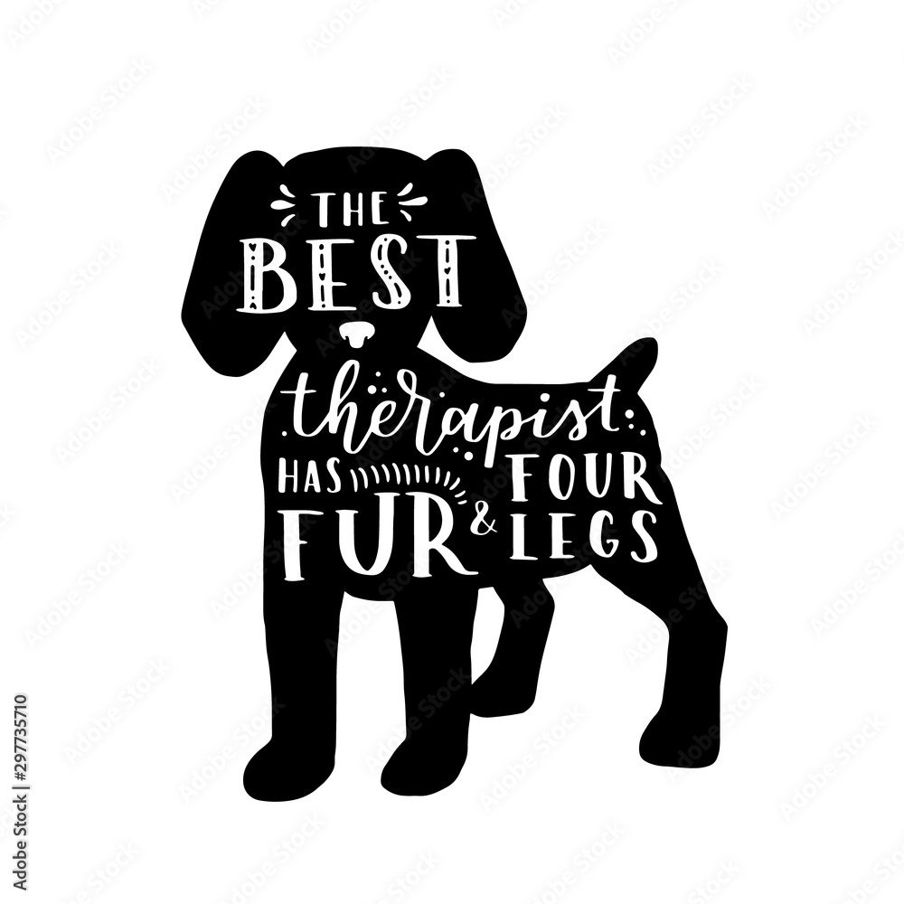 Dog hand written lettering. Brush lettering quote about the dog. Phrase ...