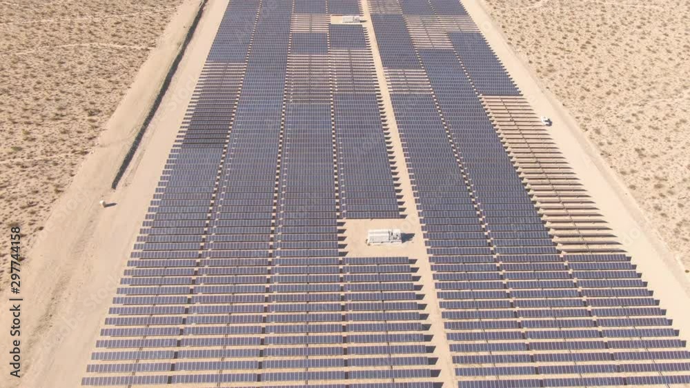 DRONE:Flying above long rows of photovoltaic panels installed in a ...