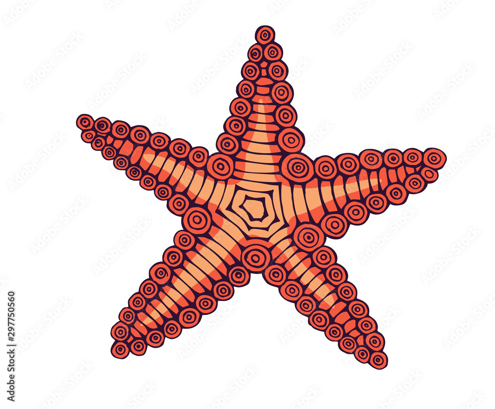 vintage hand drawn line art star fish engraved color Stock Vector ...