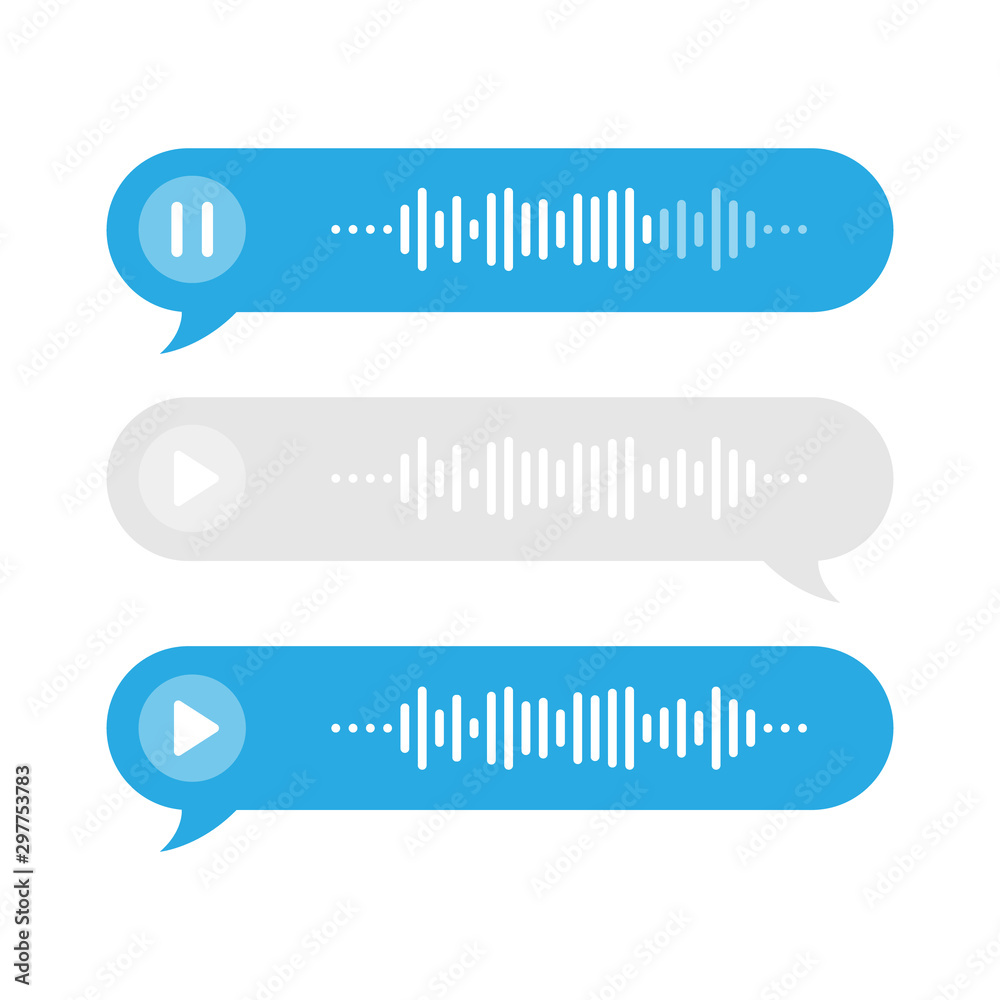 Set blue and gray voice messages icon, event notification. Modern flat style on white background ...