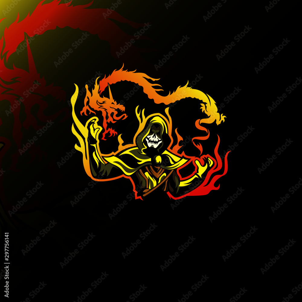 Dragon warlock Logo Mascot Stock Vector | Adobe Stock