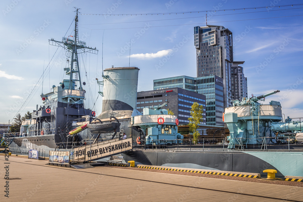 Gdynia, Poland - May 15, 2017: ORP Blyskawica destroyer ship preserved ...