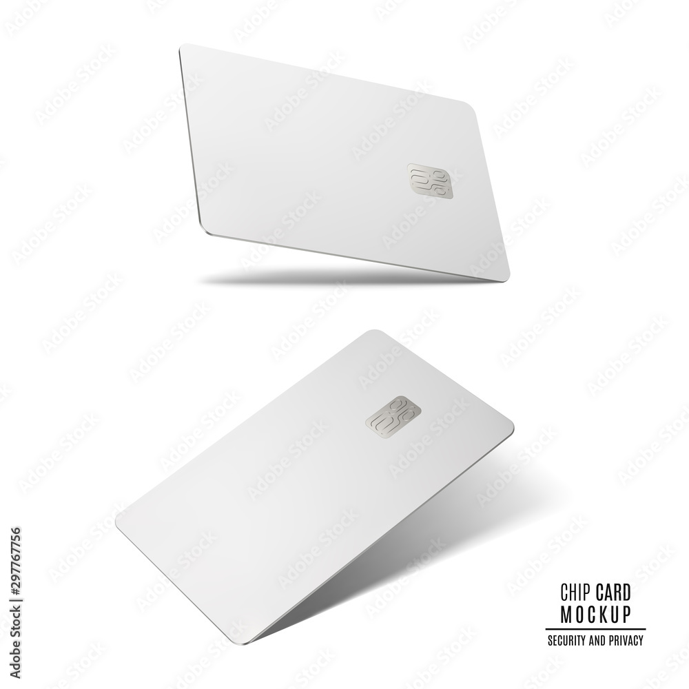 blank credit card with chip isolated mockup on white background. stock ...