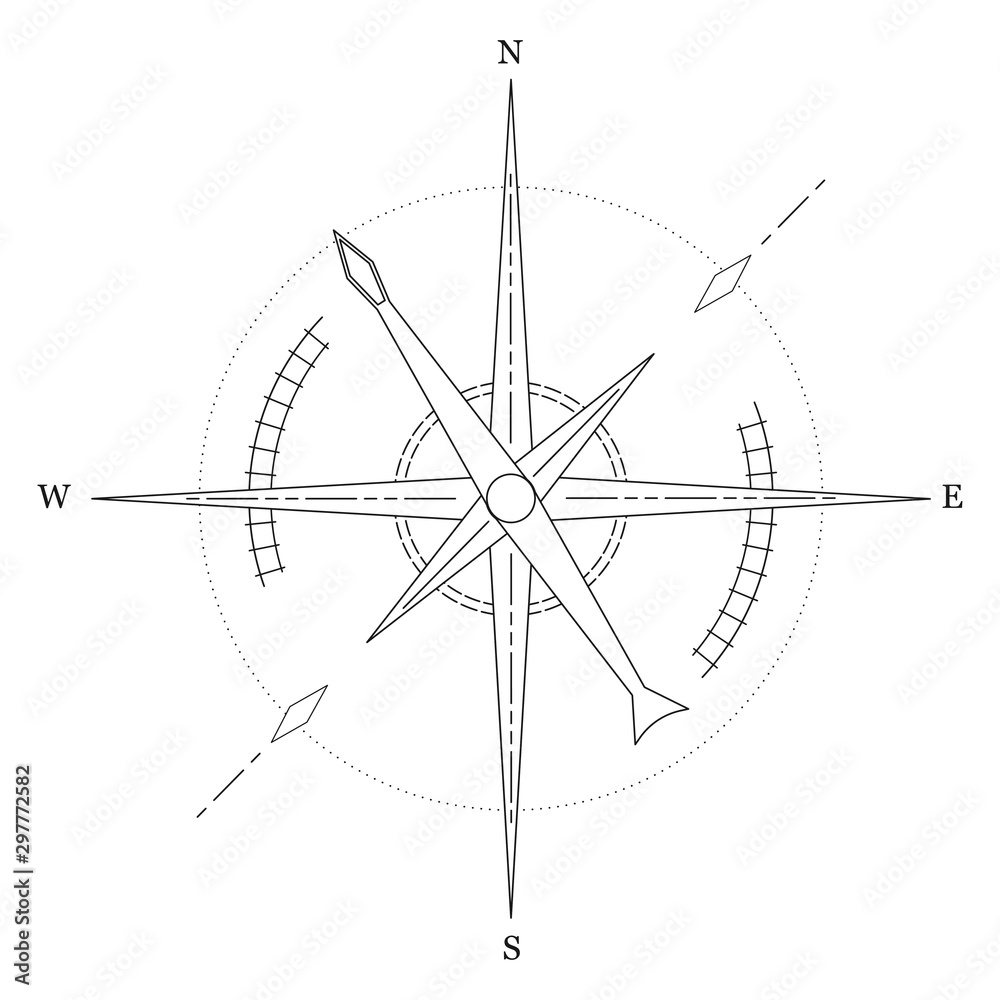 Simple sign of compass isolated on white background. Vector ...