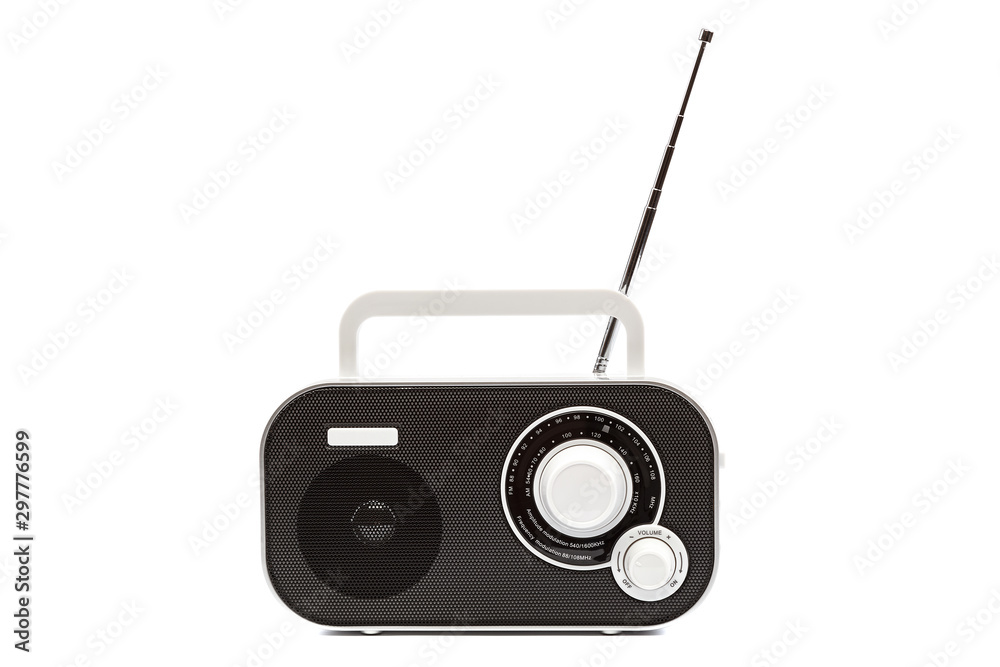 Stylish compact radio receiver isolated on white background Stock Photo ...
