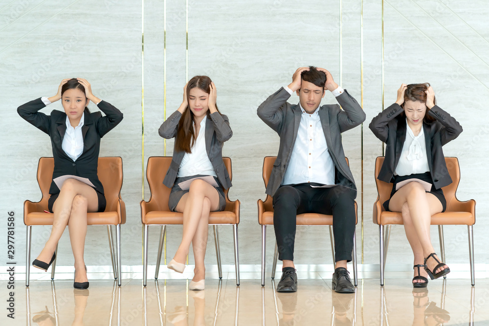 worry of interview problem group of candidate asian business People ...