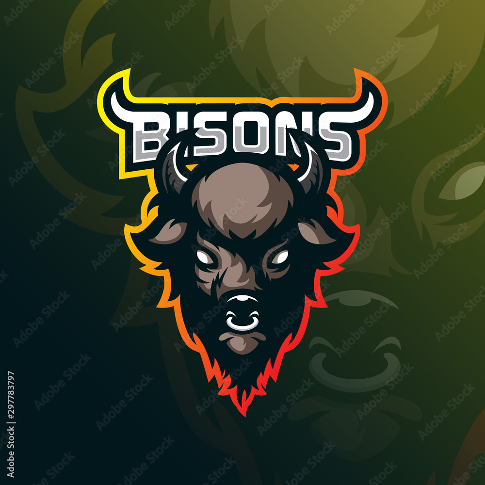 bison mascot logo design vector with modern illustration concept style ...