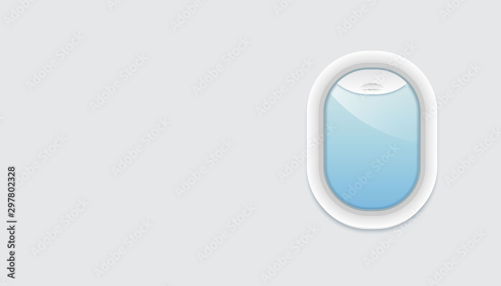 Airplane window inside view. Vector porthole with transparent glass ...