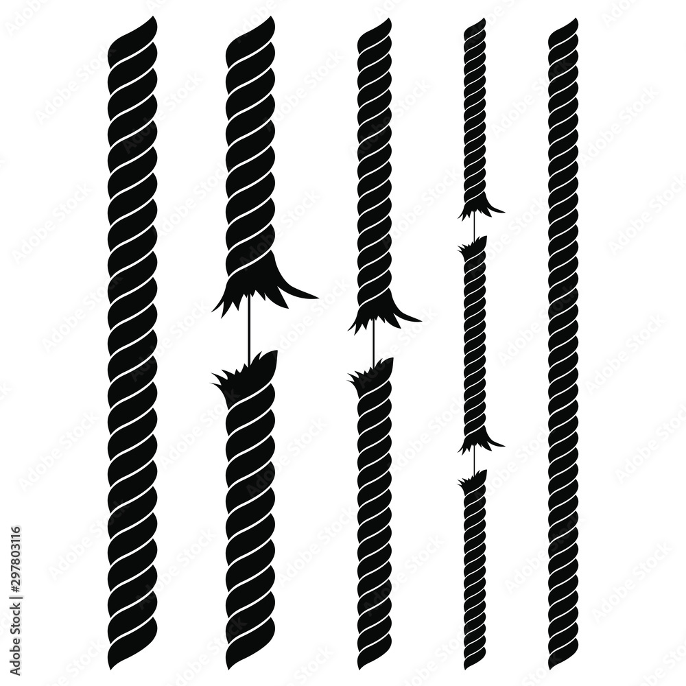Broken rope vector design illustration isolated on white background ...