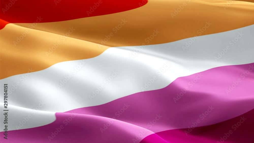 Vidéo Stock Rainbow Orange Lesbian Pride Flag video waving in wind ...