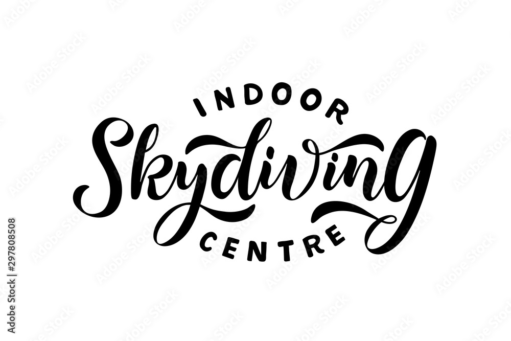 Indoor skydiving centre hand drawn lettering logo, emblem. Stock Vector ...