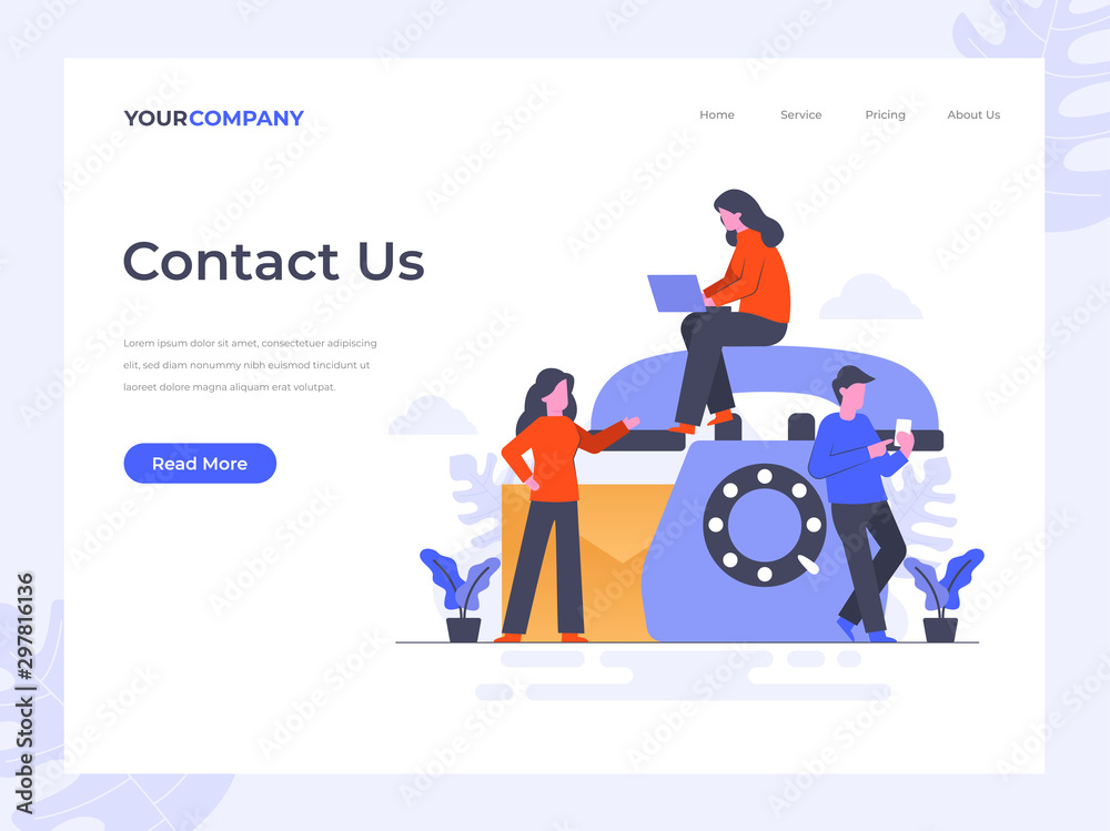 Contact Us flat vector illustration concept,can be used for landing page, ui, web, app intro ...