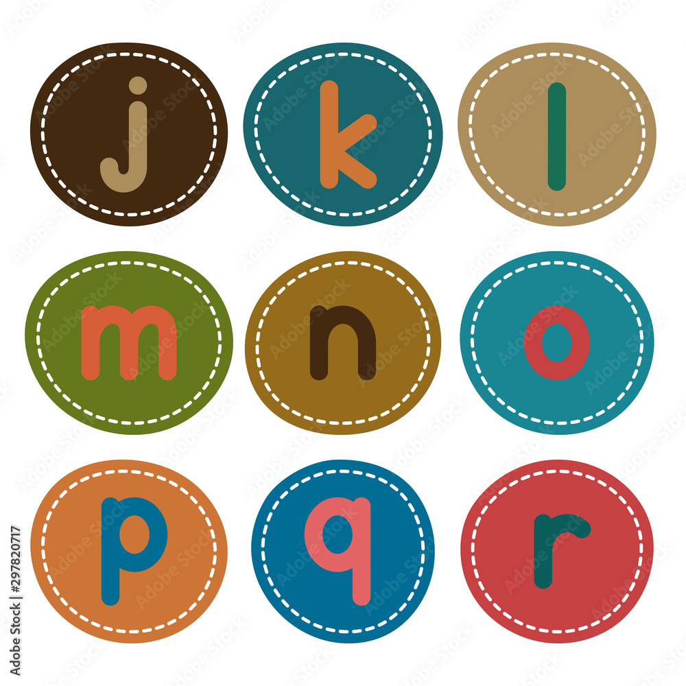 English alphabet from small letters. Card from a set for children's ...