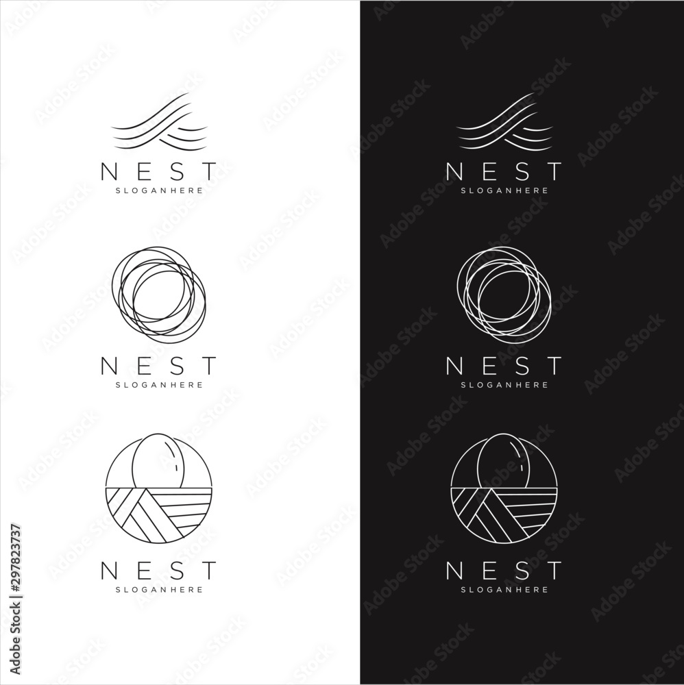 Set Of Nest Logo Vector Stock Modern Simple Vector Set Bird Nest Logo ...