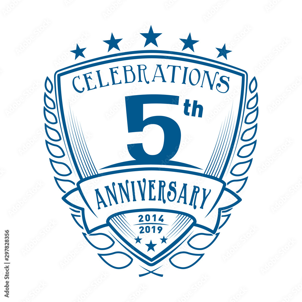 5th shield anniversary logo. 5th years logo. Vector and illustration ...