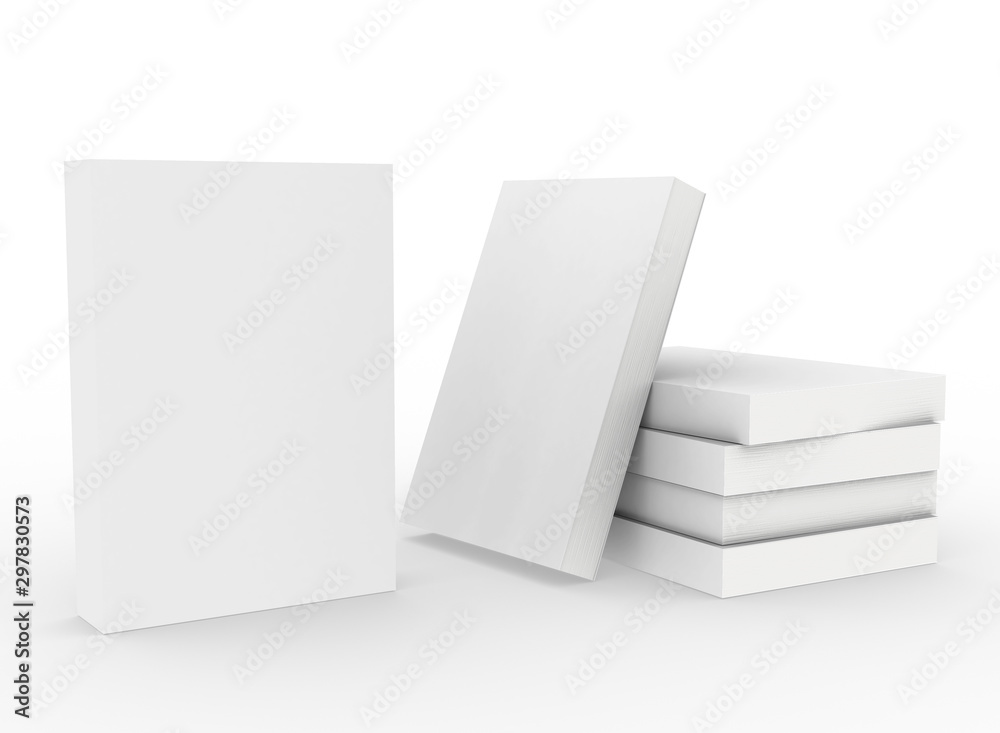 template empty book mockup set white background , 3d rendering Stock ...