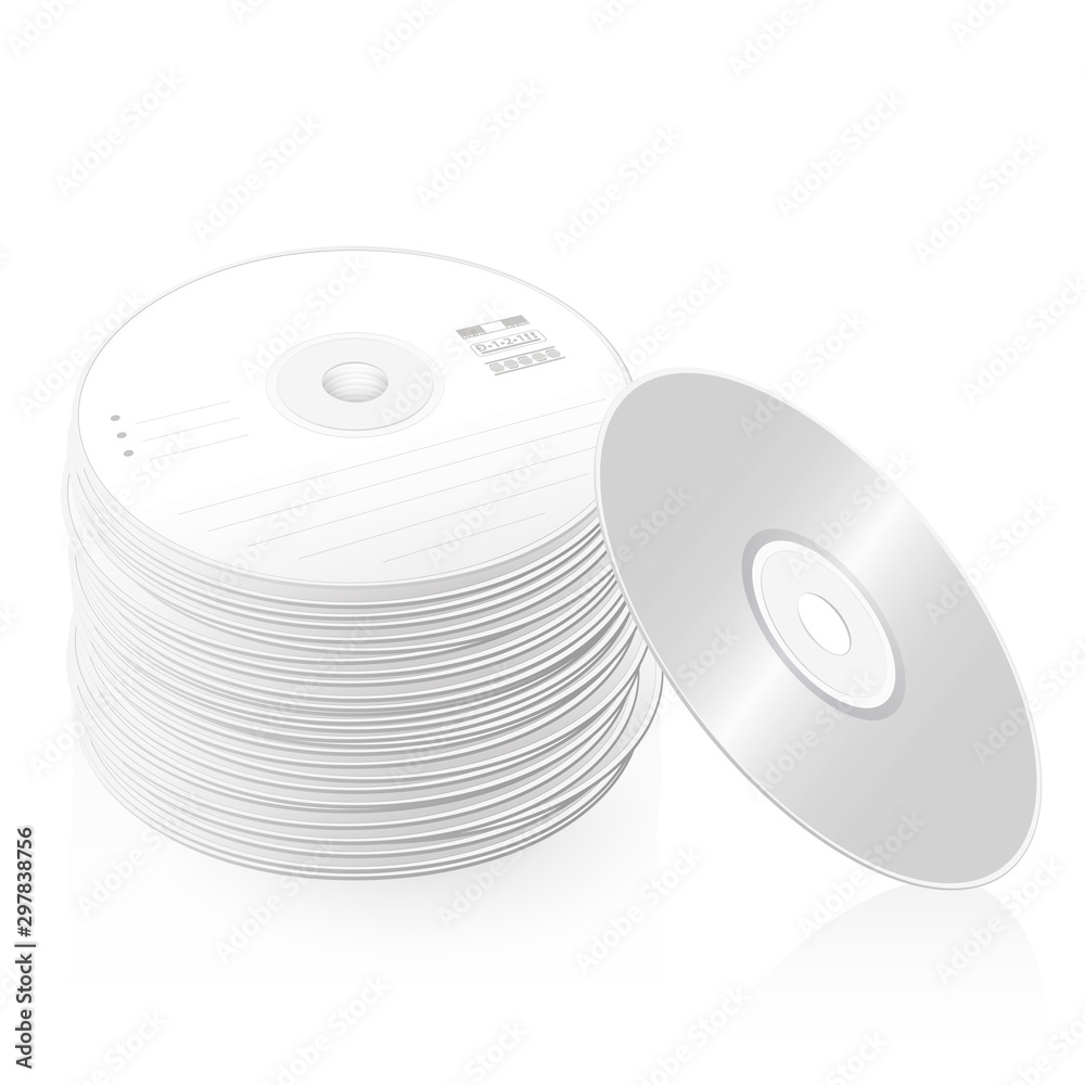 Pile of CDs, compact disc tower, many DVDs, heap of digital versatile ...