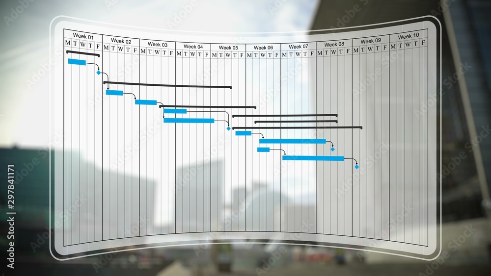 Project schedule work processes, Gantt chart diagram, business ...