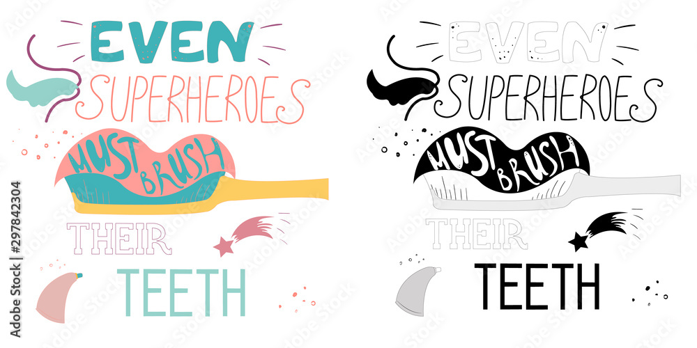 Set of dental care motivation quote posters. Dentist greeting card ...