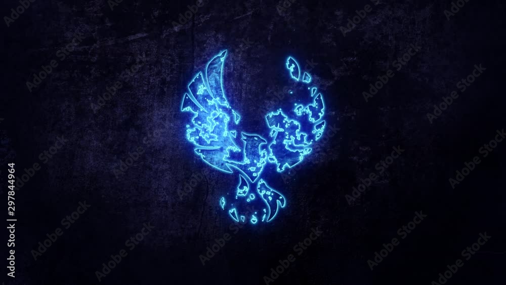 Blue Fire Eagle Phoenix Intro Logo with Reveal Effect Background Stock ...