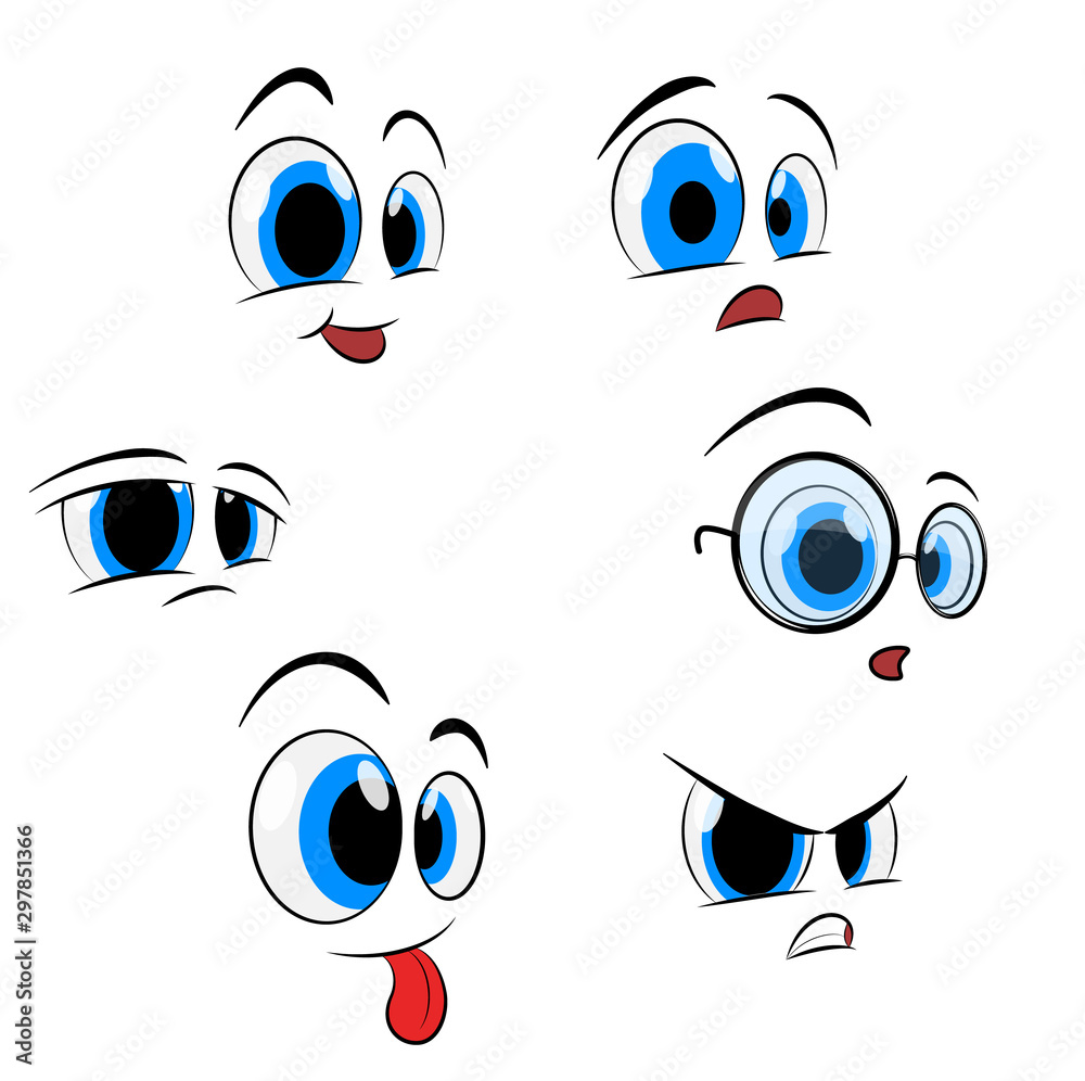 Cartoon faces with various expressions for you design. Cartoon set ...