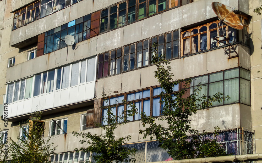 Soviet architecture. Ust-Kamenogorsk (Kazakhstan). Apartment building ...