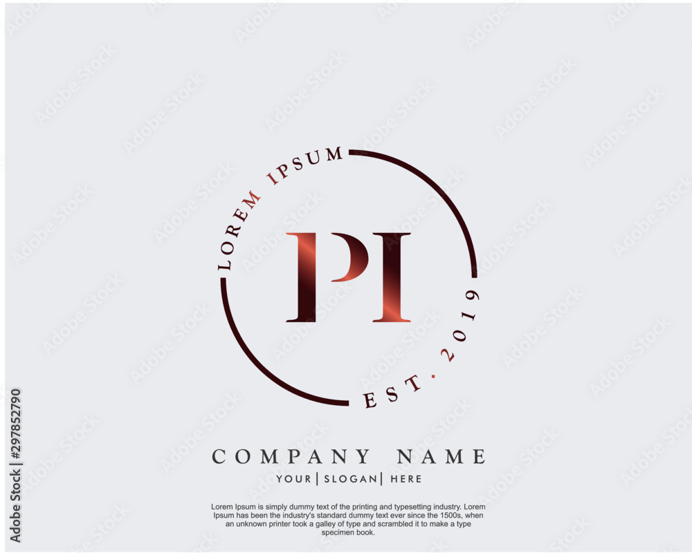 Initial letter PI beauty handwriting logo vector Stock Vector | Adobe Stock