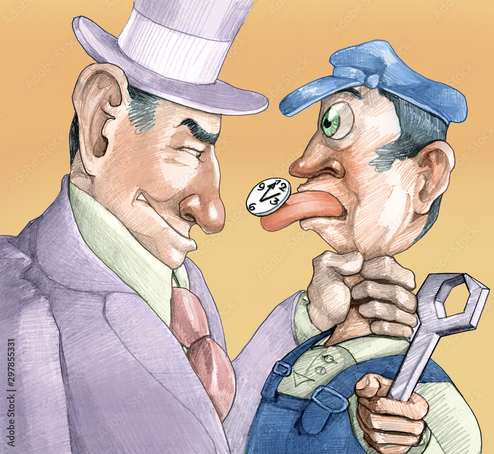 time of work allegory of exploitation editorial cartoon Stock ...