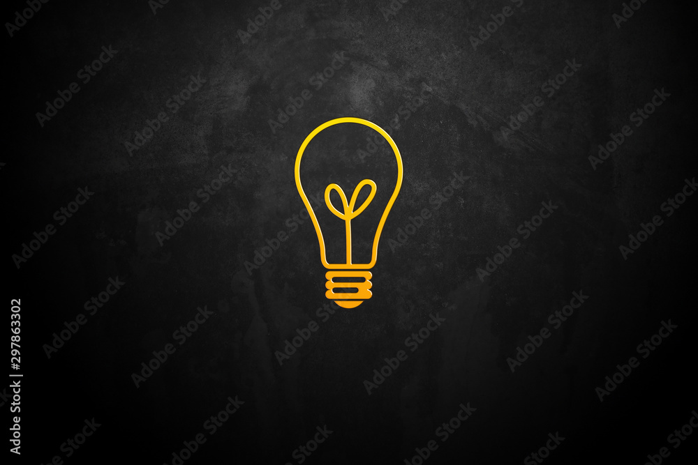 Creative thinking ideas brain innovation concept. Light bulb on black ...