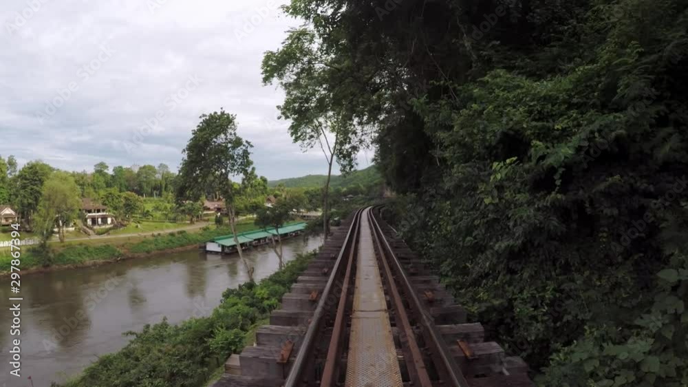 pov shot of the Burma Railway, also known as the Death Railway, a 415 ...
