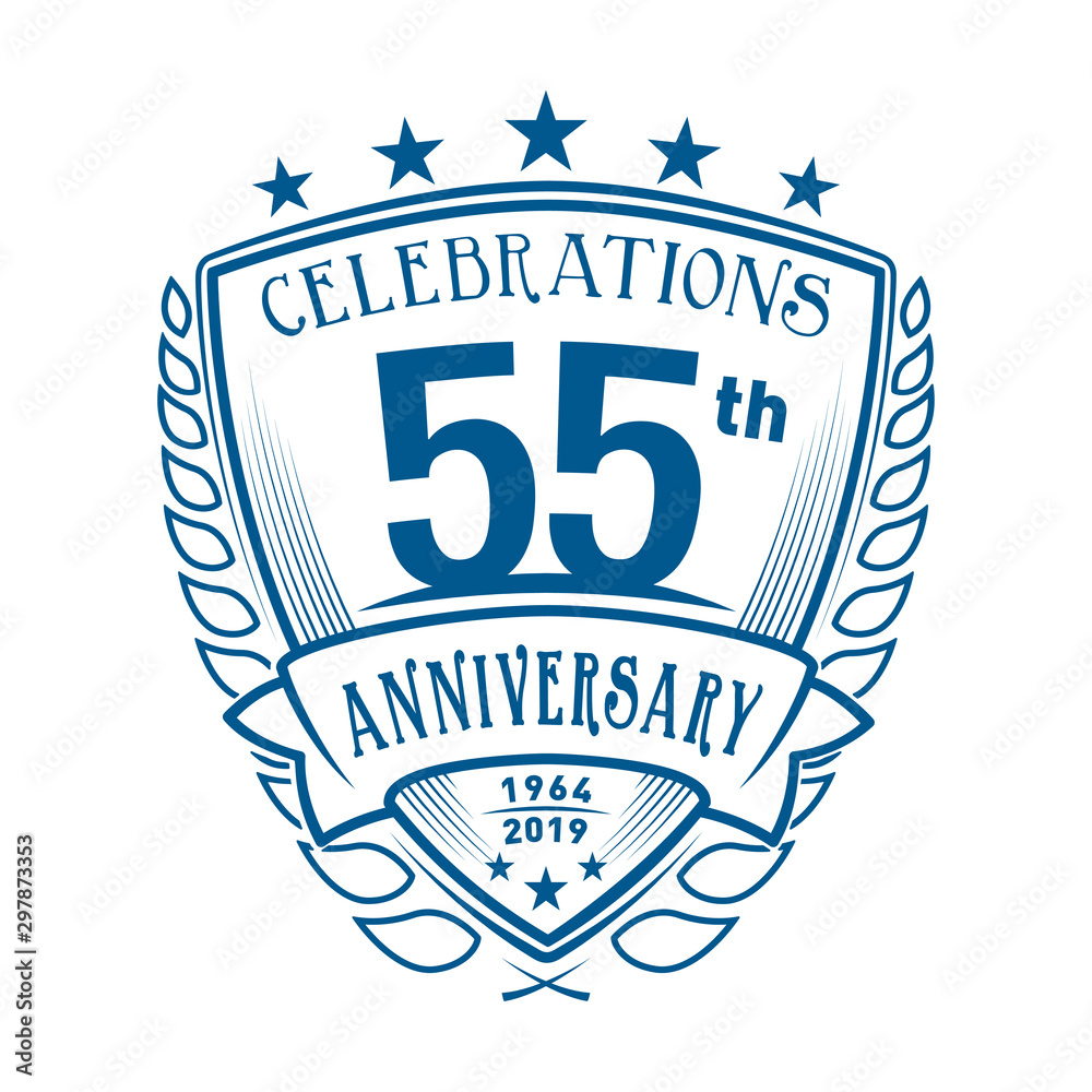 55th shield anniversary logo. 55th years logo. Vector and illustration ...