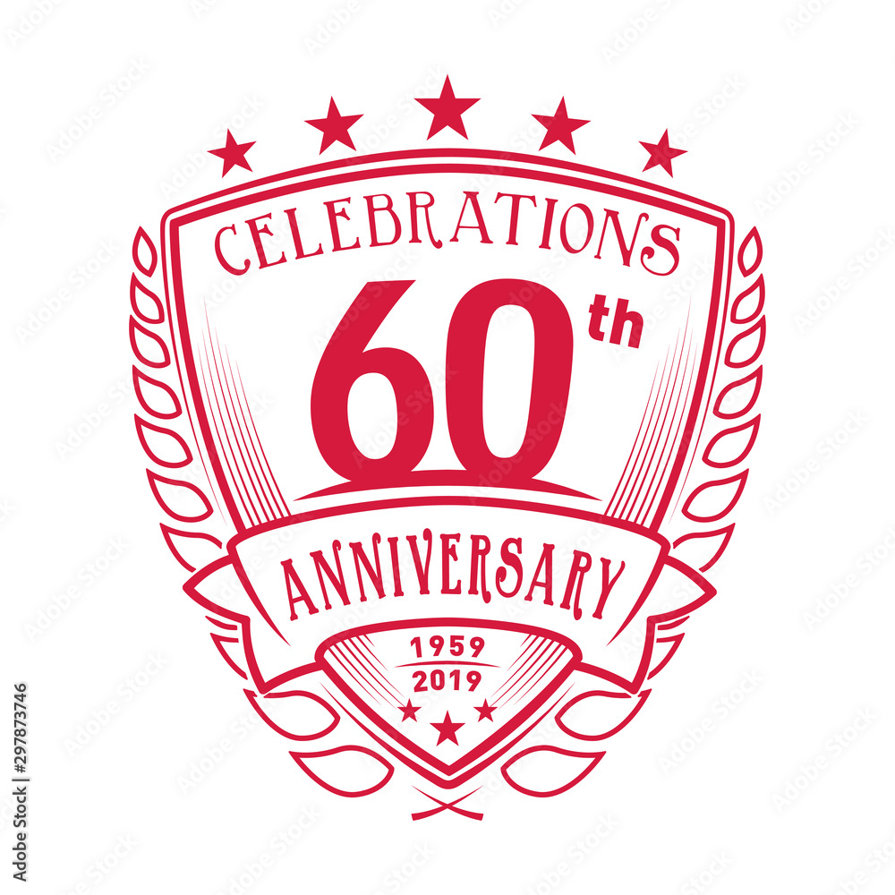 60th shield anniversary logo. 60th years logo. Vector and illustration ...