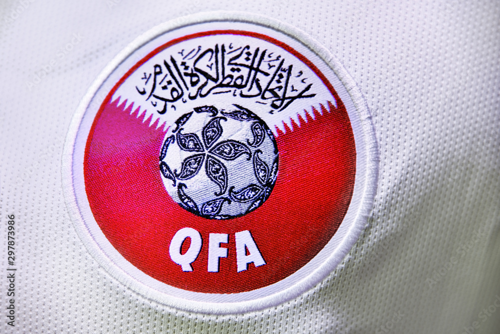 Moscow, Russia - July 14, 2018: The emblem of the Qatar Football ...