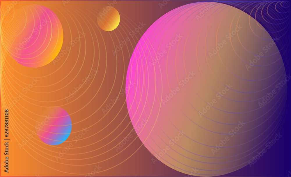 Space and planets background. Three multi-colored planets with stars ...