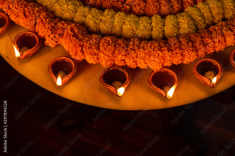 Happy Diwali - Clay Diya lamps lit during Dipavali, Hindu festival of ...