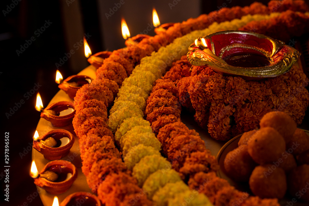Happy Diwali - Clay Diya lamps lit during Dipavali, Hindu festival of ...