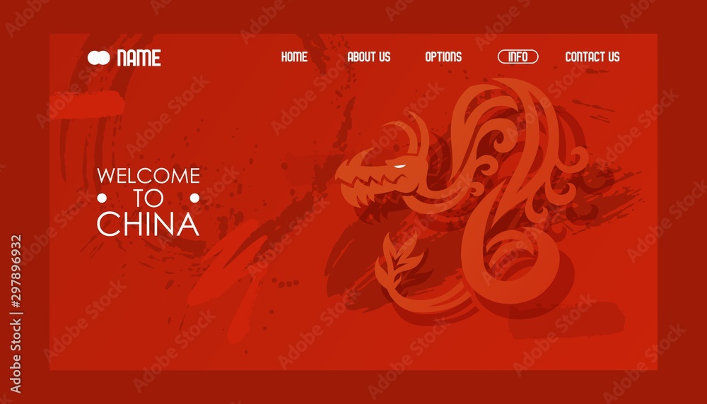 Chinese dragon website design, vector illustration. Travel agency ...