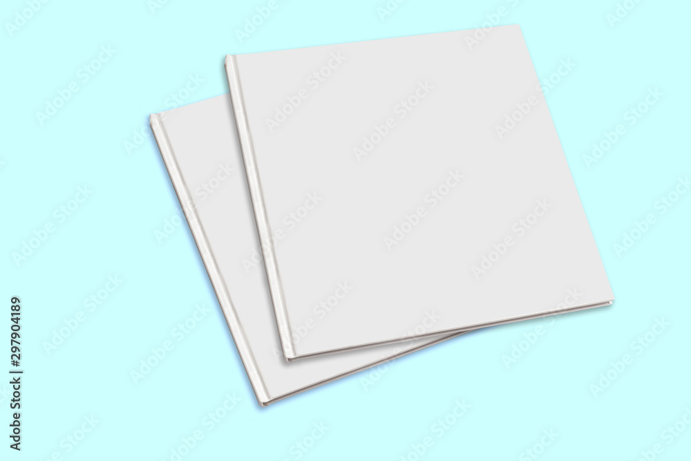 Blank square cover book template on colour background Stock Photo ...