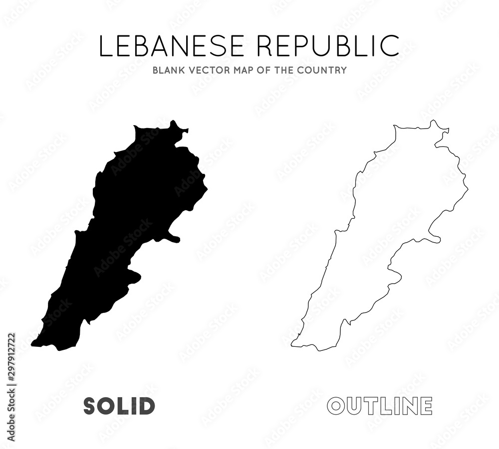 Lebanon map. Blank vector map of the Country. Borders of Lebanon for ...