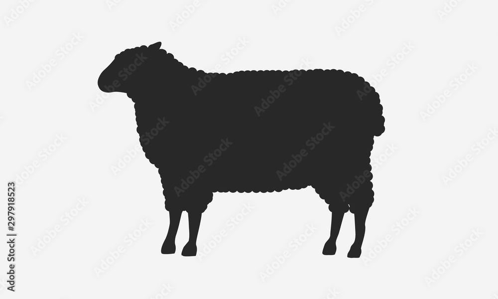 Sheep. Sheep silhouette isolated on white background. Vector ...