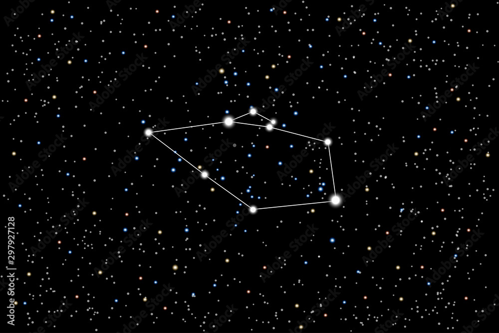 Vector illustration of the constellation Auriga (Charioteer) on a ...