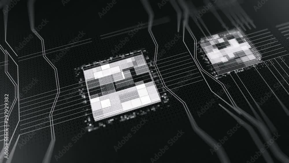 Vidéo Stock Monochrome animation of processors CPU. Animation ...