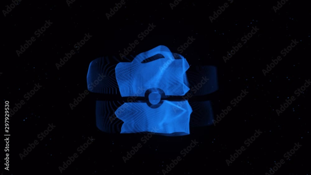 Digital animation of briefcase icon decaying into multicolored moving ...