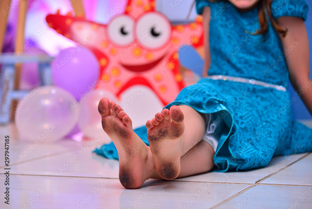 dirty foot of child in party, Children's Day, dirty foot, sole of the ...