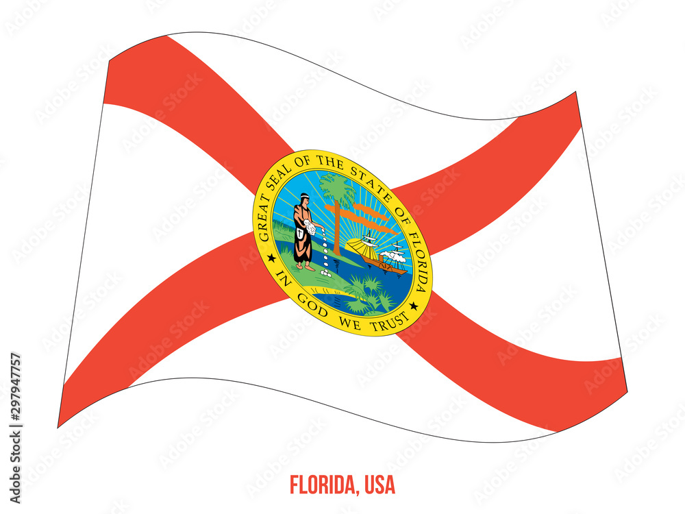 Florida Flag Waving Vector Illustration on White Background. USA State ...
