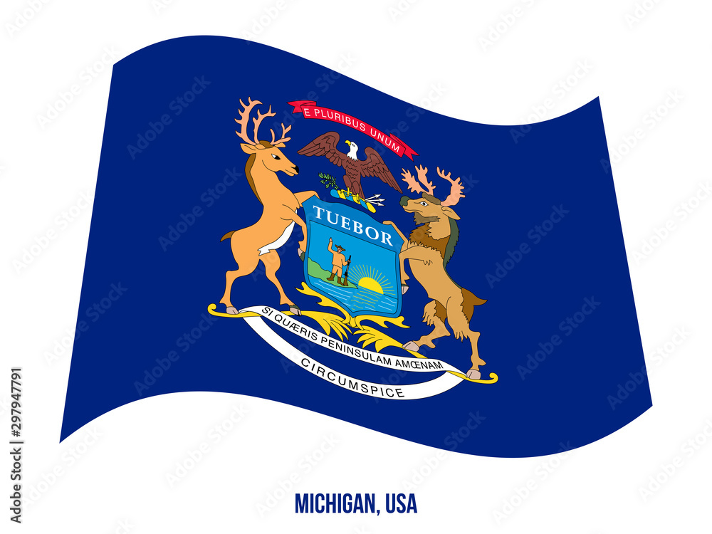 Michigan Flag Waving Vector Illustration on White Background. USA State ...
