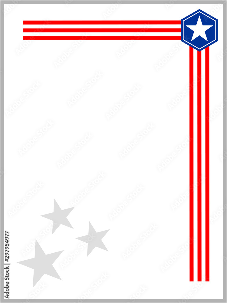 American symbols ribbon corner patriotic border frame with empty space ...